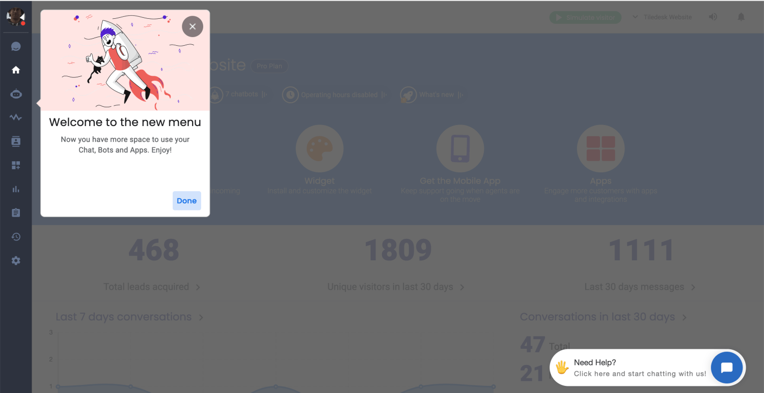 User Experience | Tiledesk brand new Console - FREE Live Chat